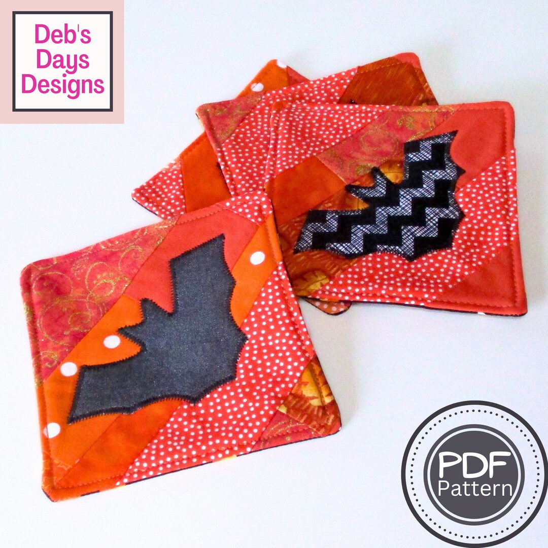 Quilted Bat Coasters PDF SEWING PATTERN, Digital Download, How to Make ...