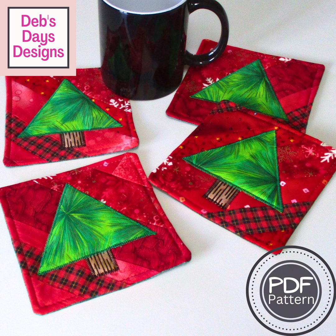 Quilted Christmas Tree Coasters PDF SEWING PATTERN, Digital Download ...