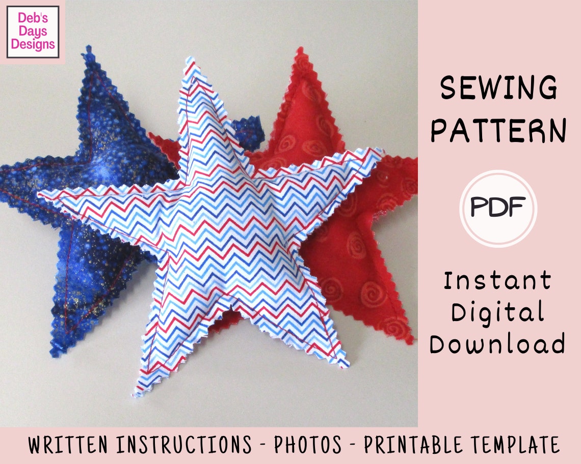Stuffed Fabric Stars PDF SEWING PATTERN Digital Download How - Etsy