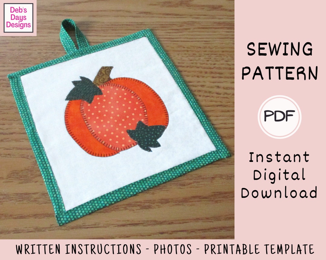Pumpkin Potholder PDF Sewing PATTERN Digital Download DIY - Etsy
