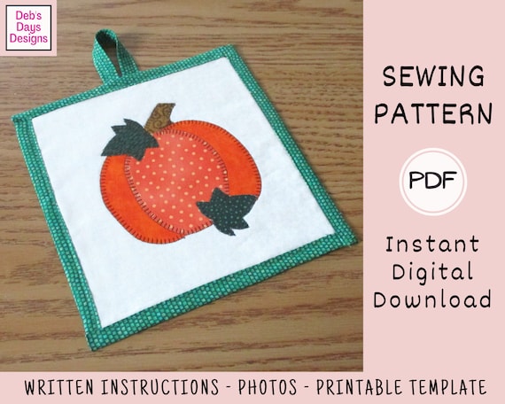 Pumpkin Potholder PDF Sewing PATTERN Digital Download DIY - Etsy