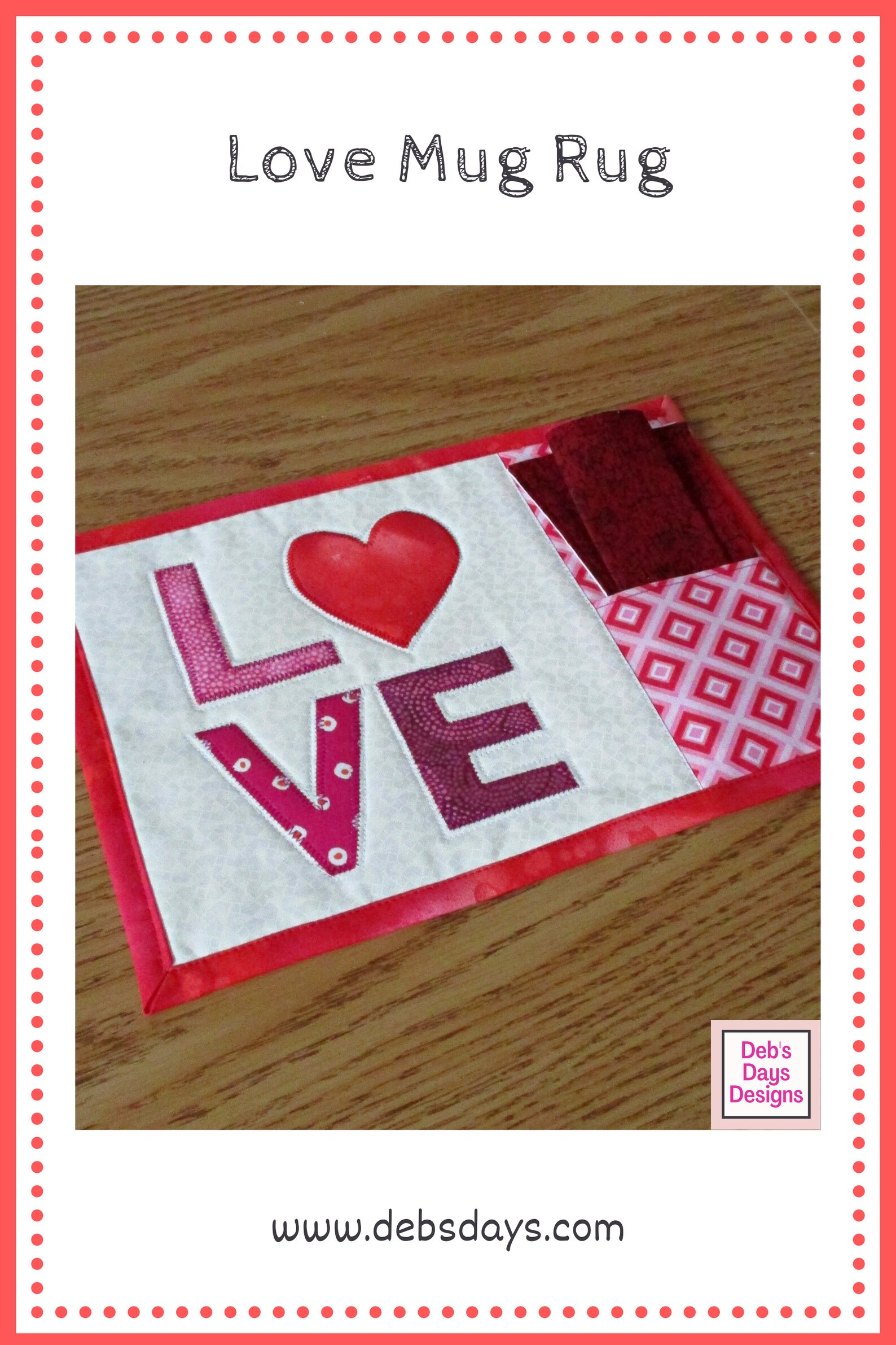 Valentine's Day Mug Rug PDF Sewing Pattern Instant | Etsy