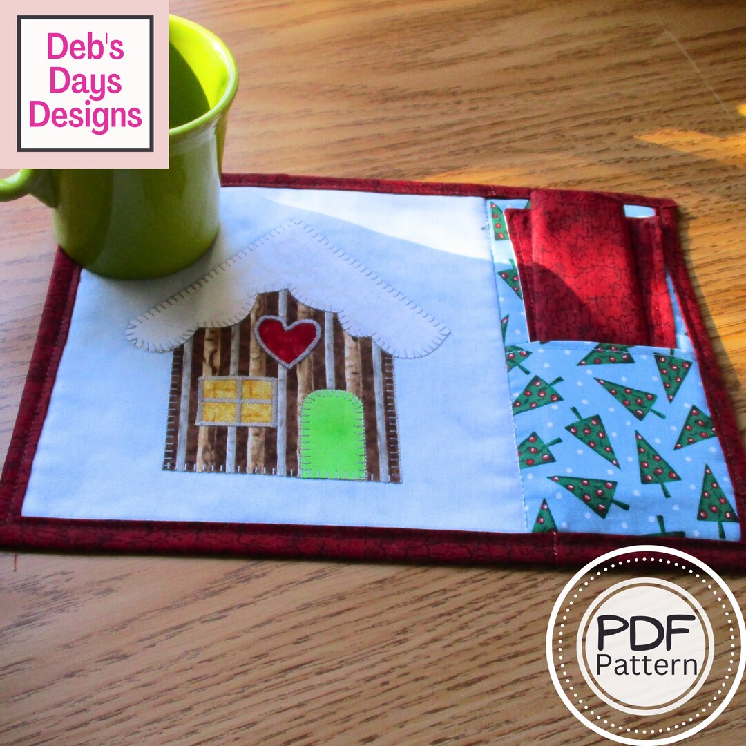 Gingerbread House Mug Rug PDF SEWING PATTERN, Digital Download, How to ...