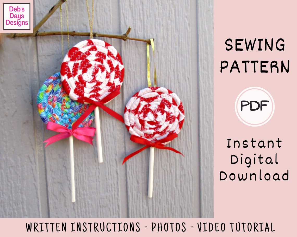 Lollipop Christmas Tree Ornament PDF SEWING PATTERN, Digital Download ...
