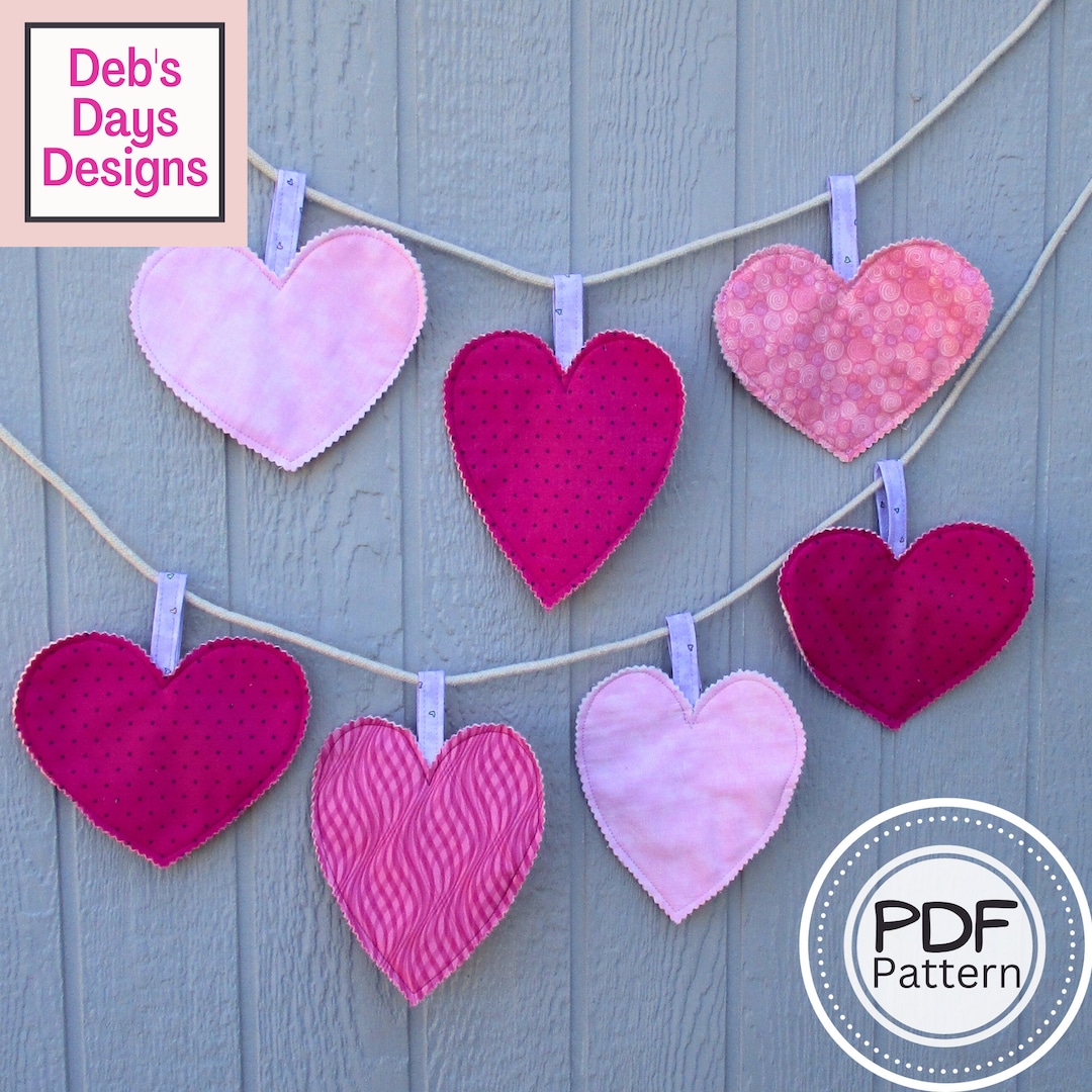 Heart Garland PDF SEWING PATTERN, Digital Download, How to Make a ...