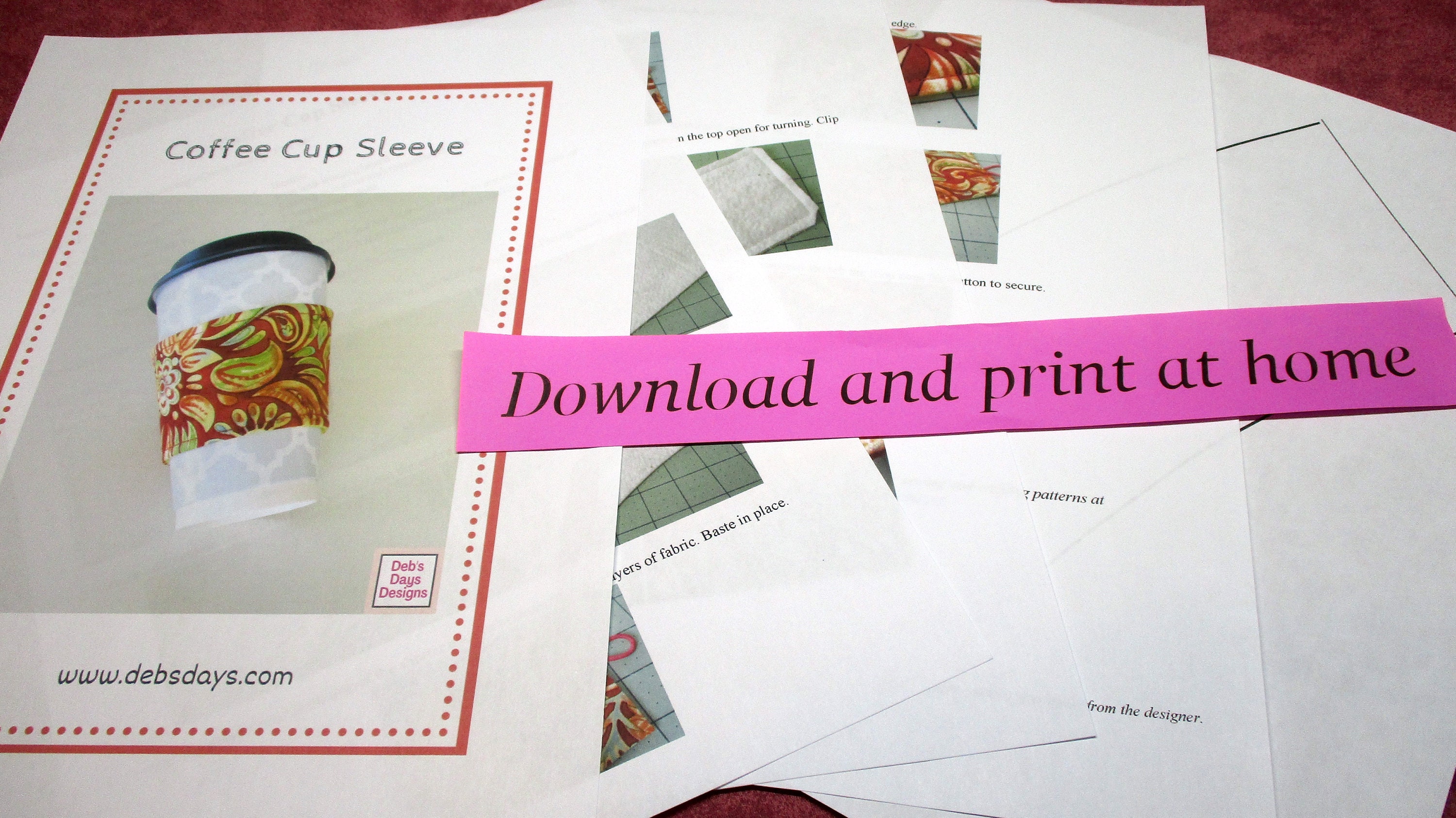 Coffee Cup Sleeve PDF SEWING PATTERN Digital Download Fabric - Etsy