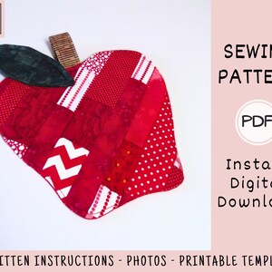 Quilted Apple Potholder PDF SEWING PATTERN, Digital Download, How to ...