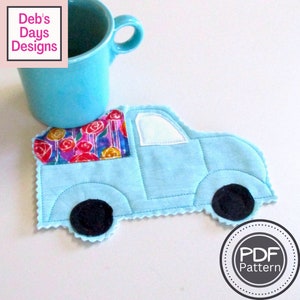 Farm Truck Mug Rug PDF SEWING PATTERN, Digital Download, How to Make an ...