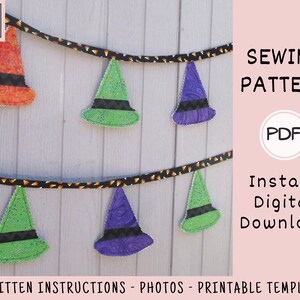 Halloween Witches Hat Garland PDF SEWING PATTERN, Digital Download, How ...