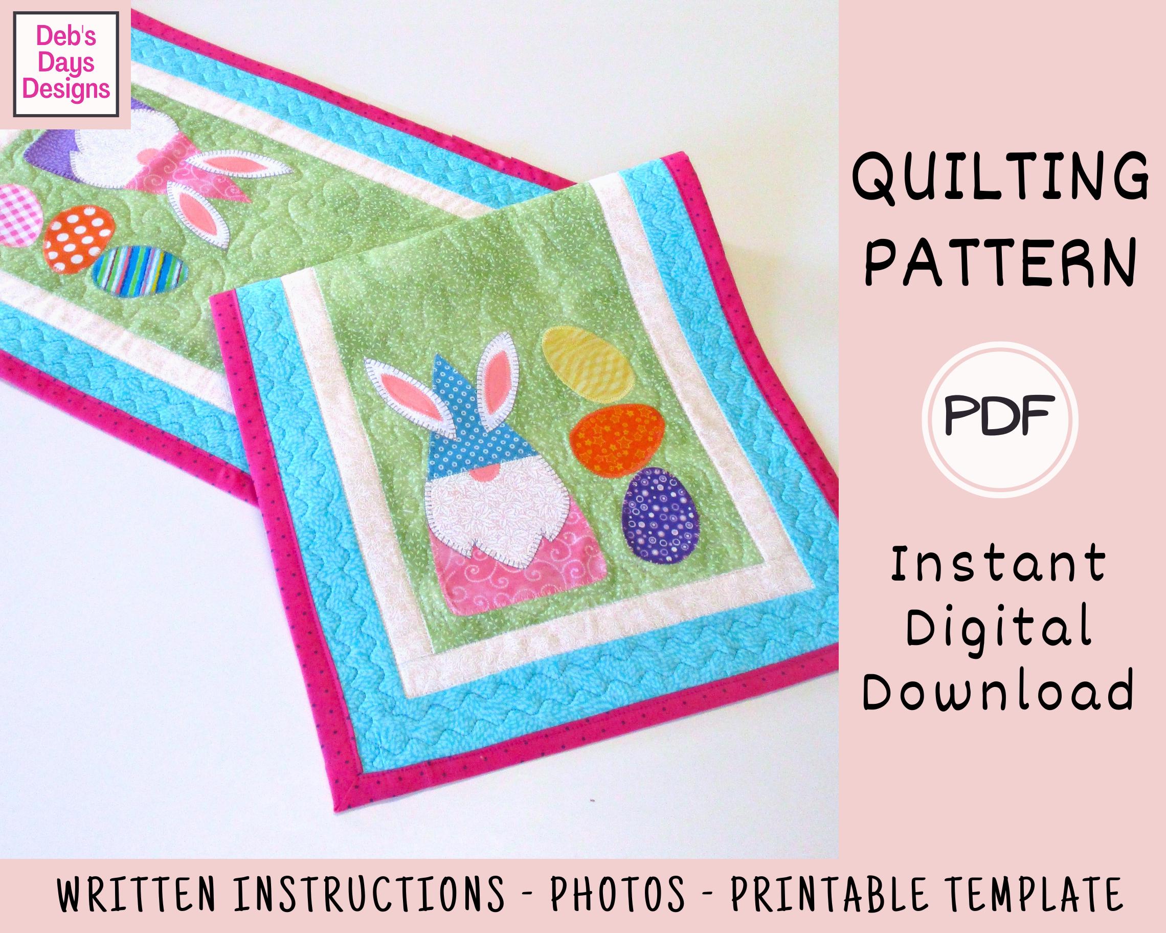 Easter Bunny Gnome Table Runner PDF QUILTING PATTERN, Digital Download ...