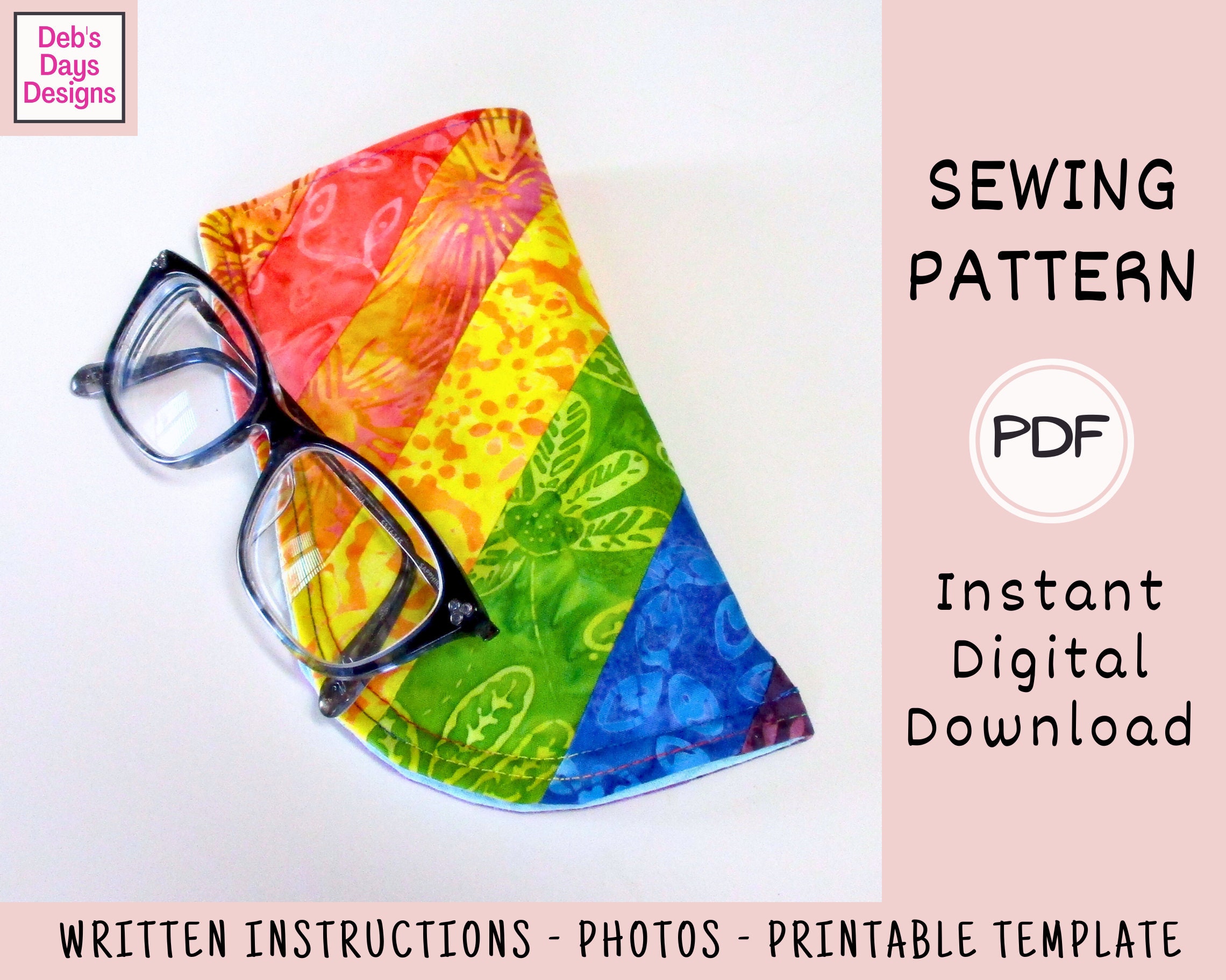Rainbow Eyeglass Case PDF SEWING PATTERN, Digital Download, How to Make ...