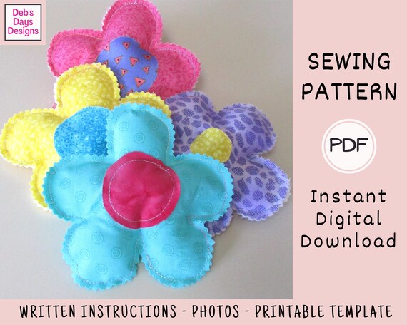 Fabric Flowers PDF SEWING PATTERN Instant Digital Download - Etsy