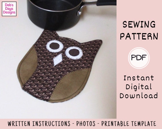 Owl Potholder PDF Sewing PATTERN Digital Download Learn How - Etsy