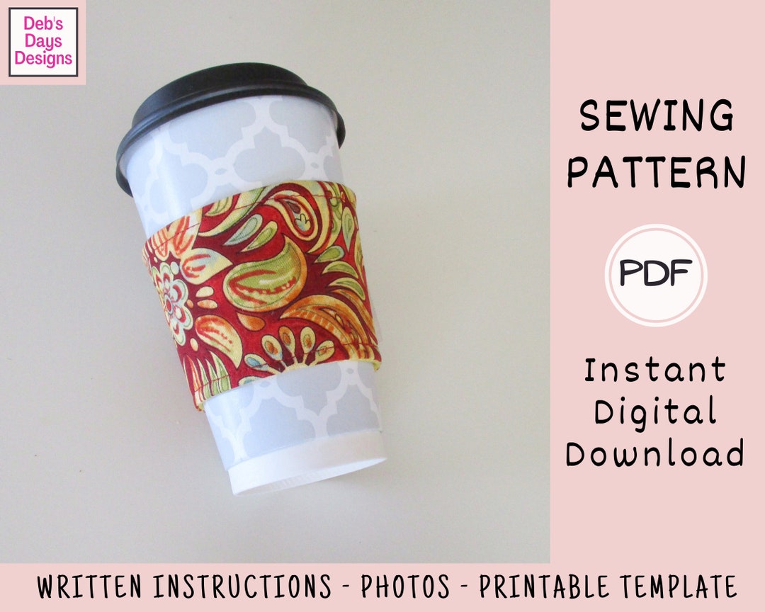 Coffee Cup Sleeve PDF SEWING PATTERN Digital Download Fabric - Etsy