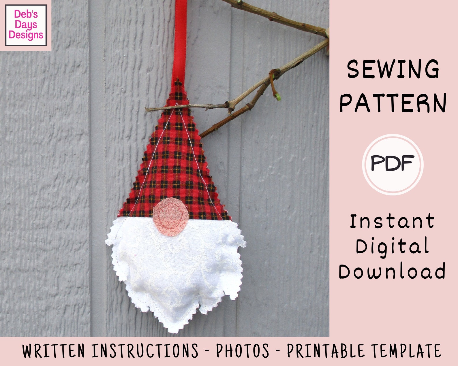 Gnome Christmas Tree Ornaments PDF Sewing PATTERN Digital - Etsy