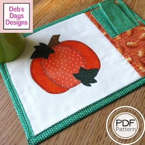Pumpkin Mug Rug PDF SEWING PATTERN, Digital Download, How to Make a ...