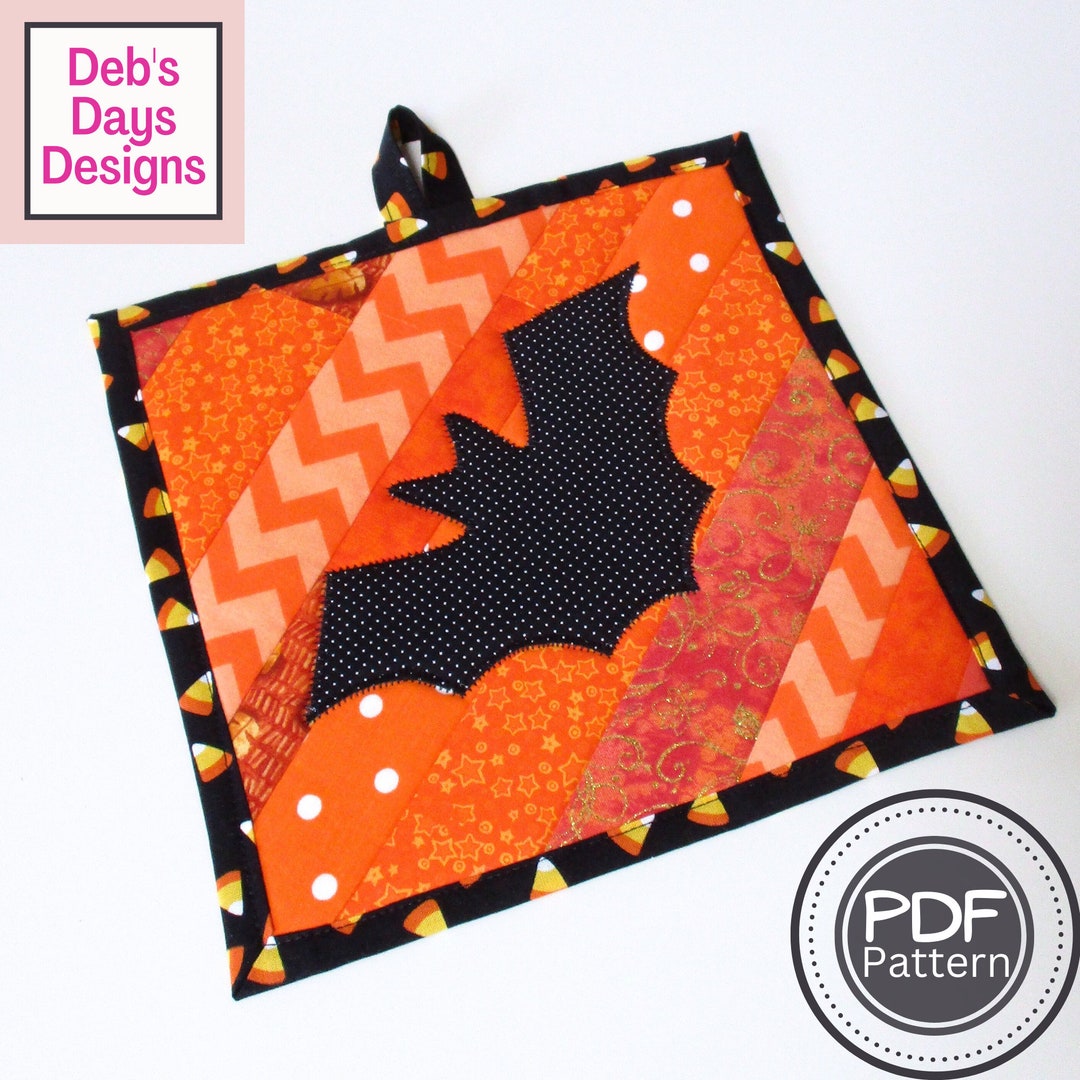 Halloween Bat Potholder PDF SEWING PATTERN, Digital Download, How to ...