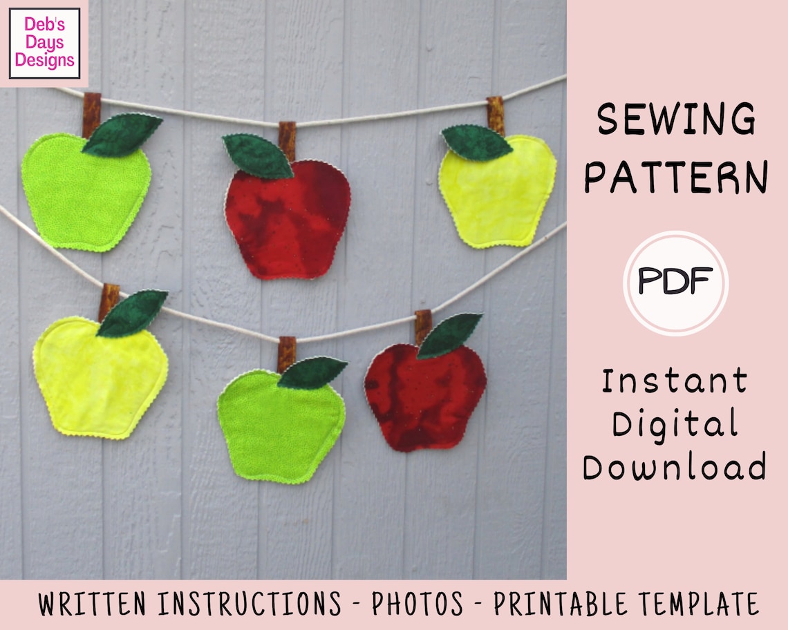Apple Bunting Banner PDF SEWING PATTERN Digital Download How - Etsy