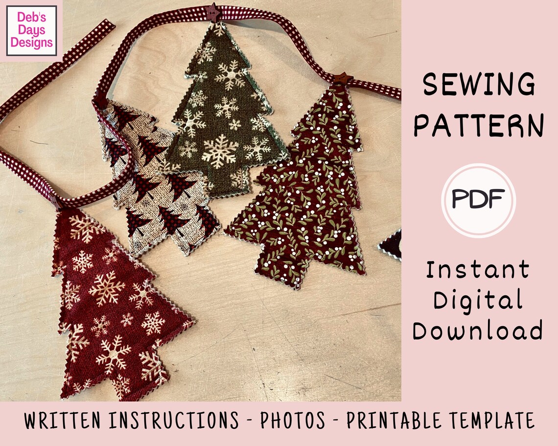 Christmas Tree Garland PDF SEWING PATTERN, Digital Download, How to ...