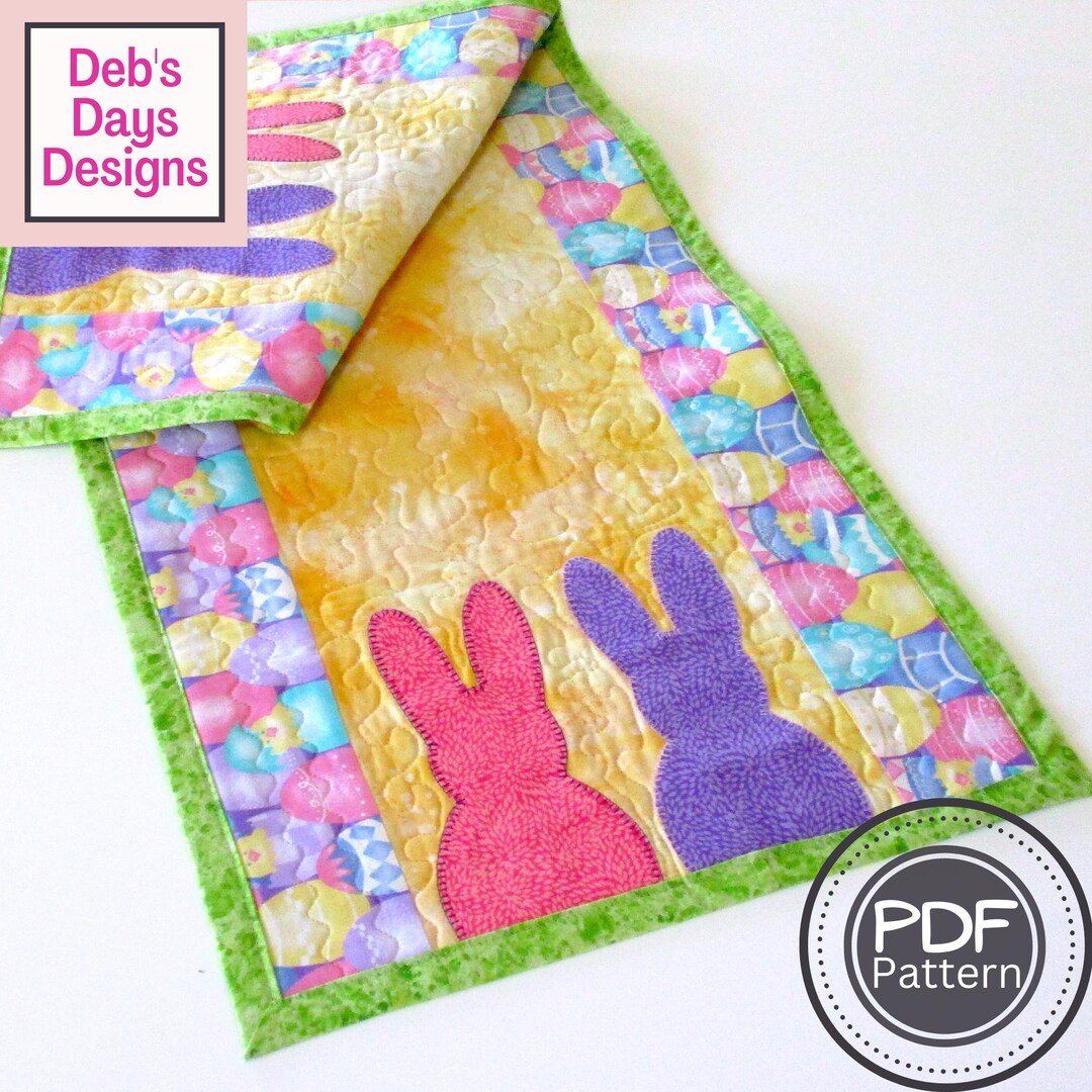 Easter Bunny Table Runner PDF QUILTING PATTERN, Digital Download, How ...