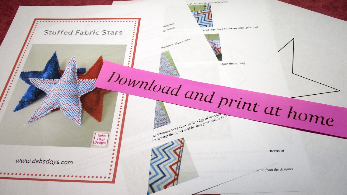 Stuffed Fabric Stars PDF SEWING PATTERN Digital Download How - Etsy