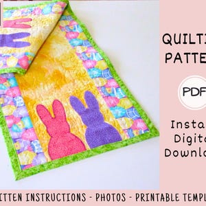 Easter Bunny Table Runner PDF QUILTING PATTERN, Digital Download, How ...