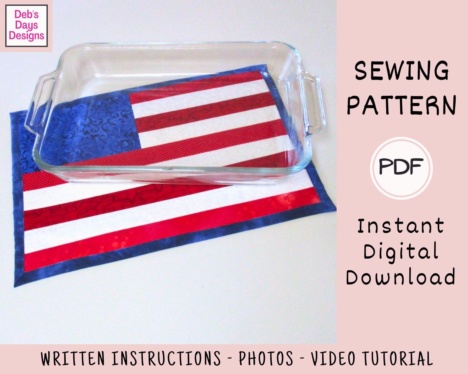 Deb's Days: How to Make a 4th of July Flag Large Hotpad - Tutorial Tuesday