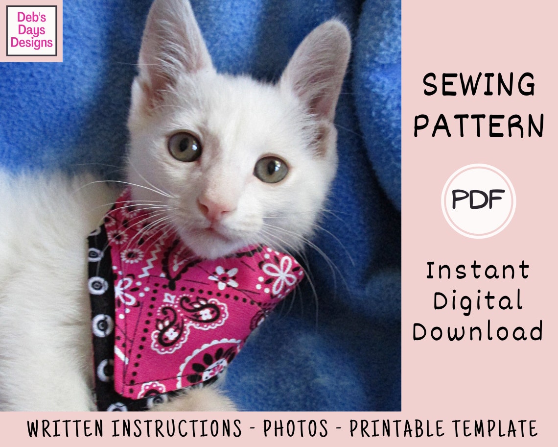 Cat Bandana PDF SEWING PATTERN, Digital Download, How to Make an Over ...