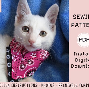 Cat Bandana PDF SEWING PATTERN, Digital Download, How to Make an Over ...