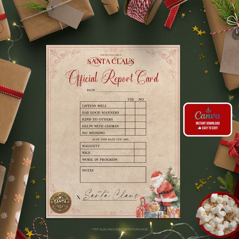 Santa Report Card - Etsy