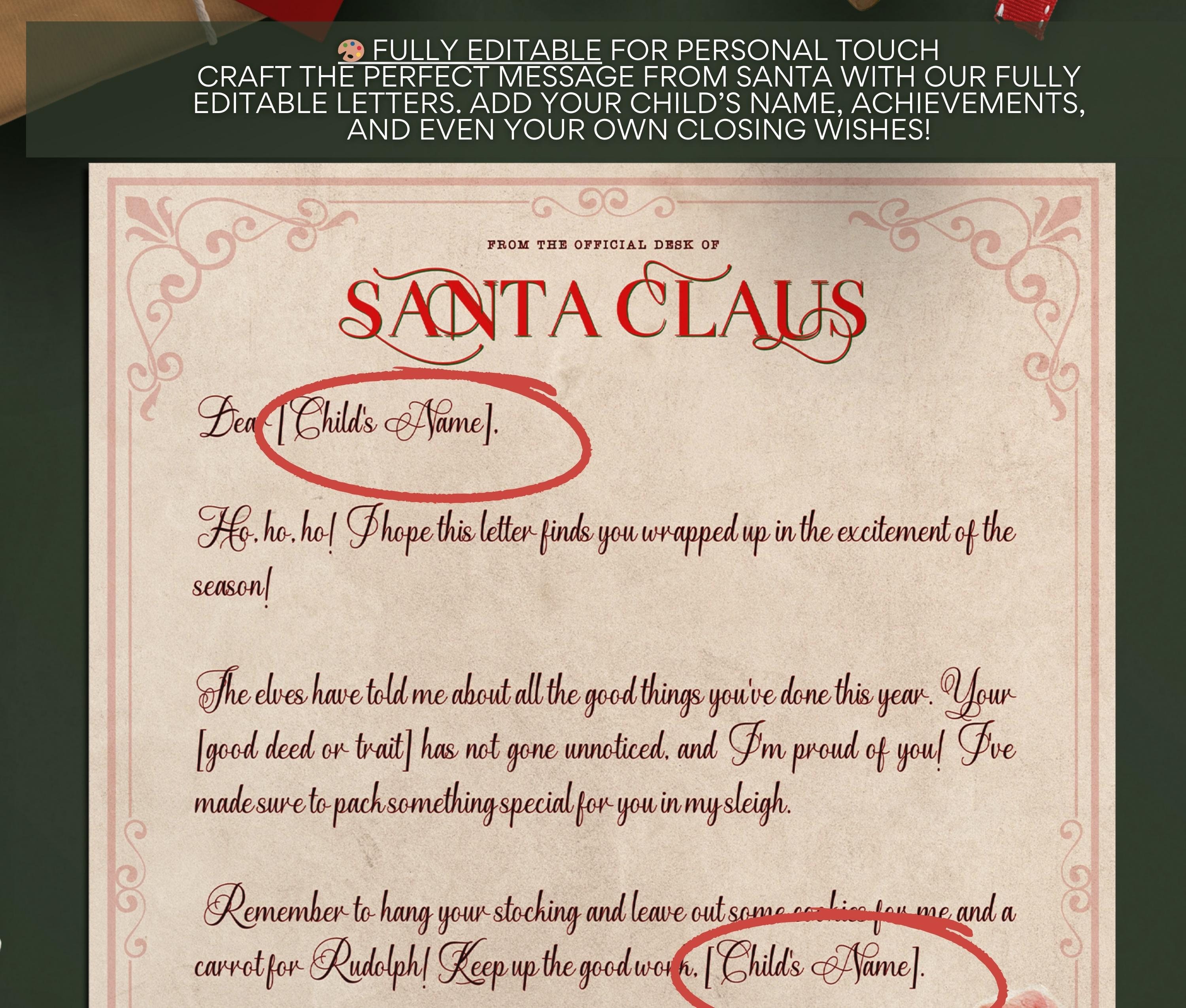 Official North Pole Santa Claus Letter - Editable and Personalized From ...