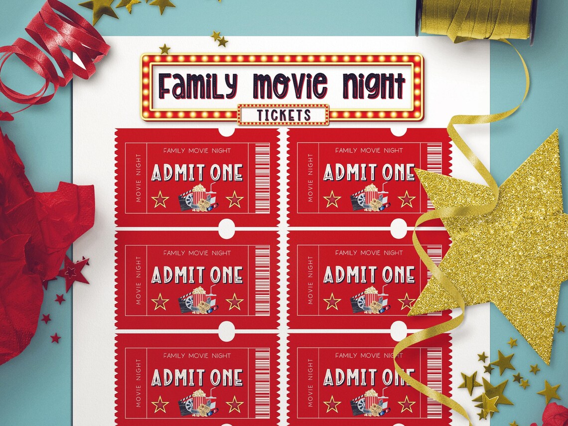 Printable Movie Night Admission Tickets Movie Night Party - Etsy