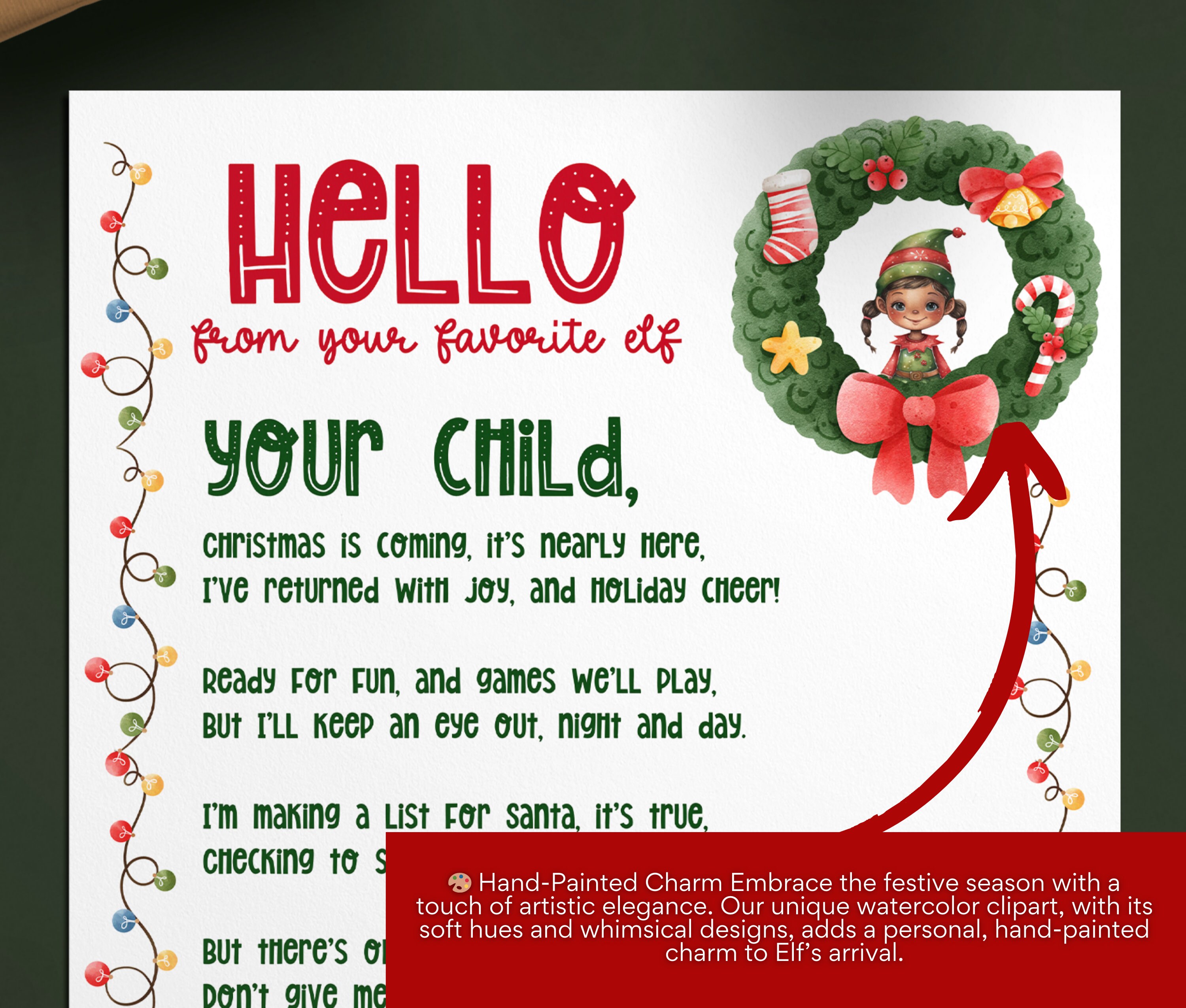 Customizable Elf Welcome Back "hello" Letter - Instant Download PDF ...