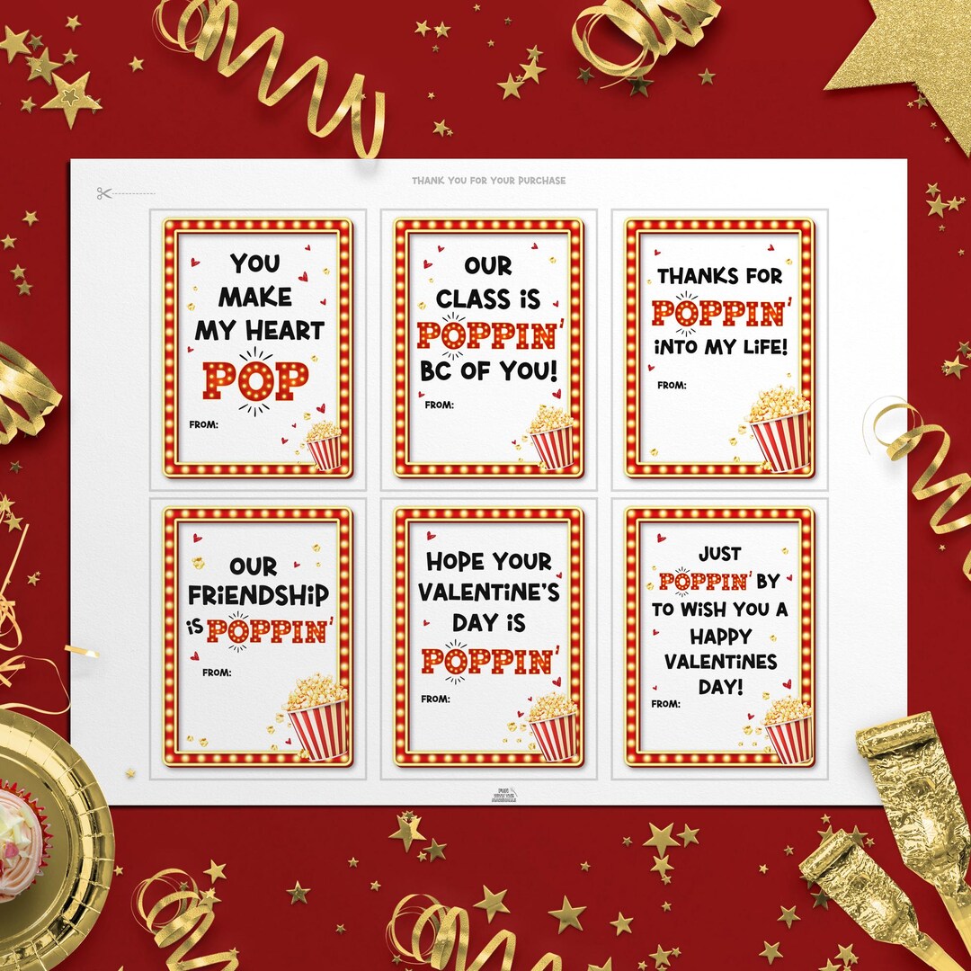 Printable Popcorn Valentines for Kids – Classroom Valentines | Non ...