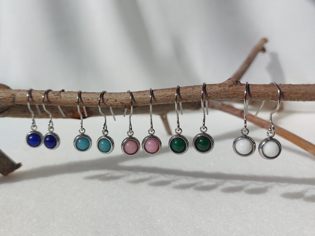 JADE Earrings Made of Jade and Stainless Steel // Cabochon Combined ...