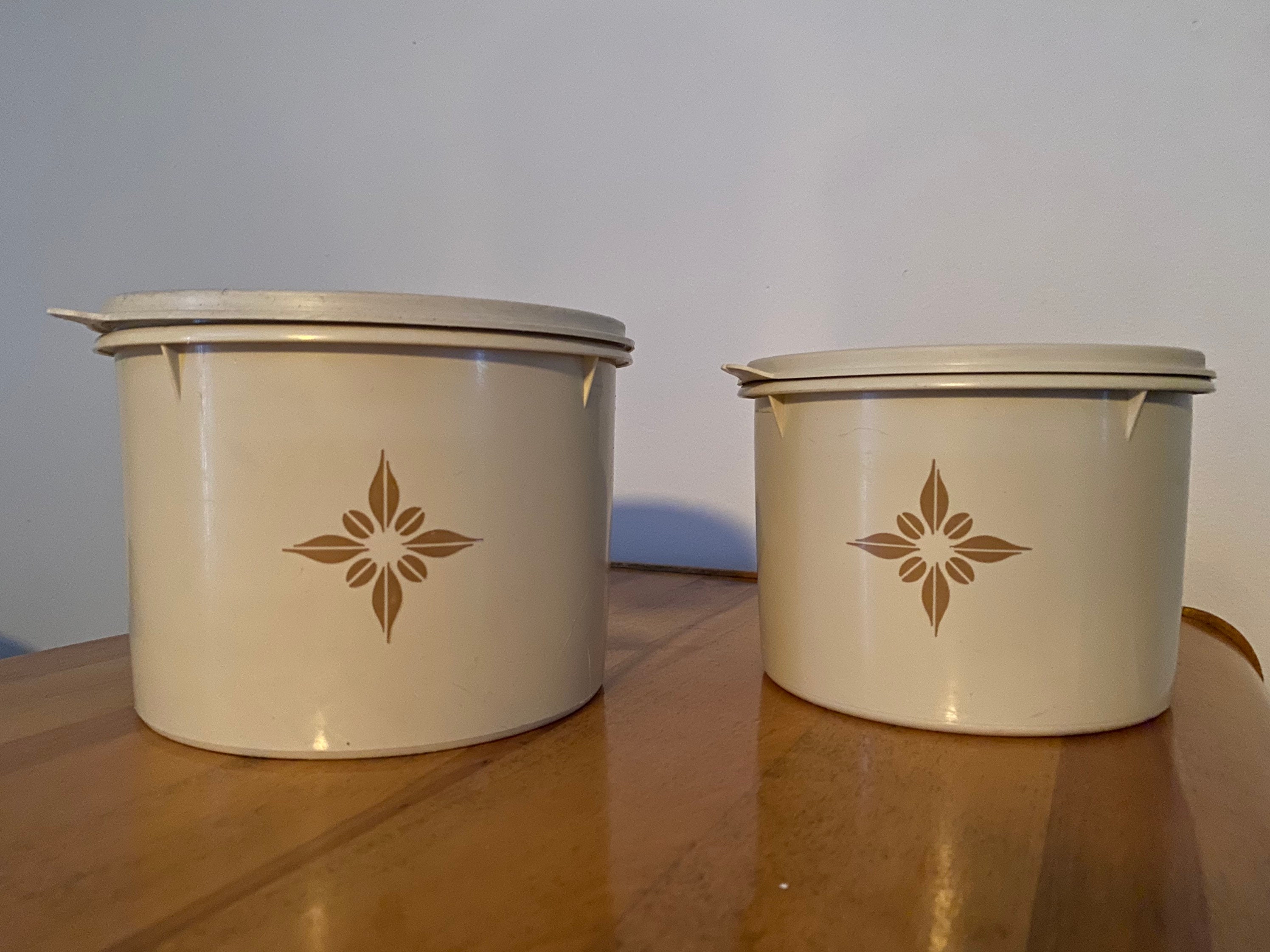 Two Vintage TUPPERWARE Almond Cream Starburst Canister | Etsy