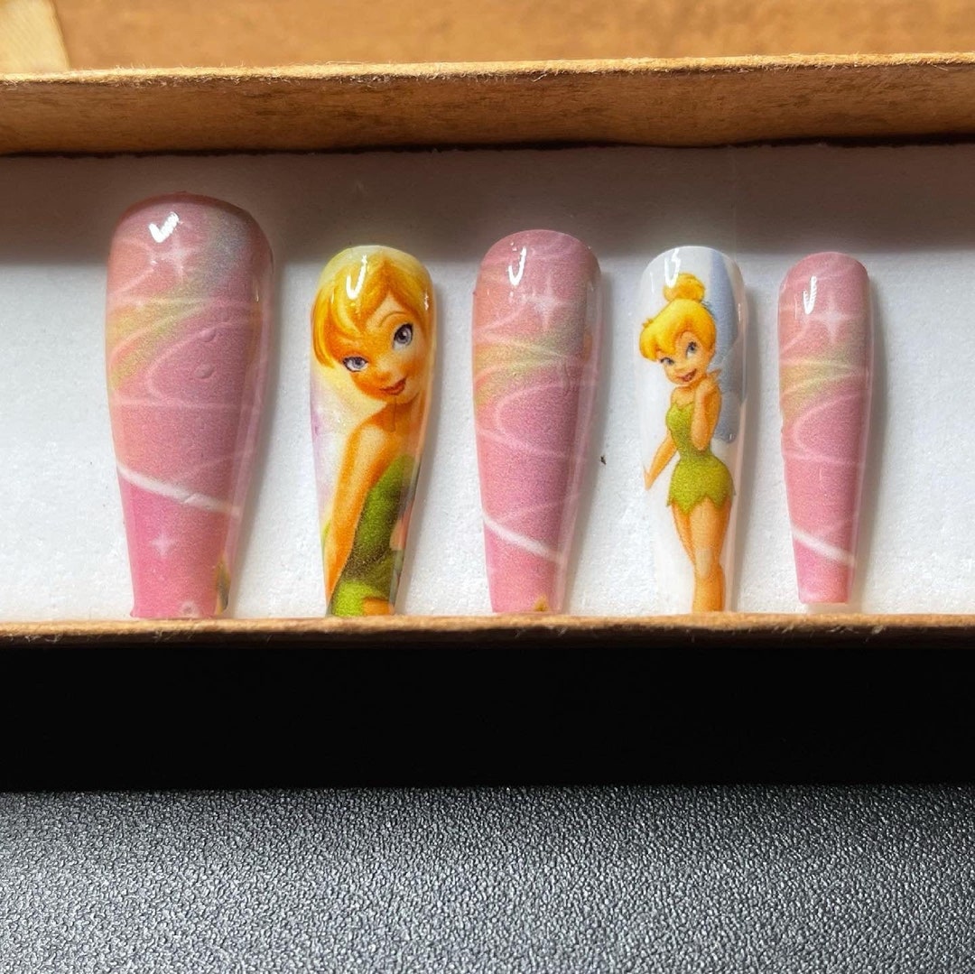 Tinkerbell Press on Nails/disney Nails/fake Nails/disney Fake Nails ...