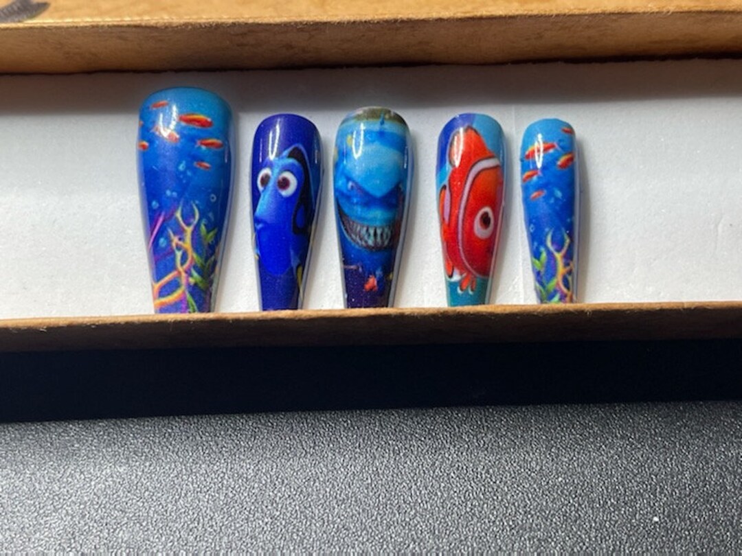 Disney Nemo Press on Nails/disney Nail Wraps/fake Nails/nail Decals ...