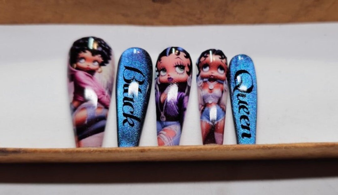 Black Queen Cat Eye Betty Boop Press on Nails/gel X Nails/fake Nails ...