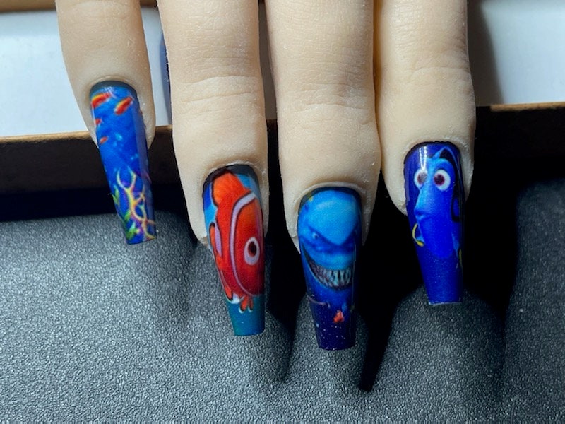 Disney Nemo Press on Nails/disney Nail Wraps/fake Nails/nail - Etsy