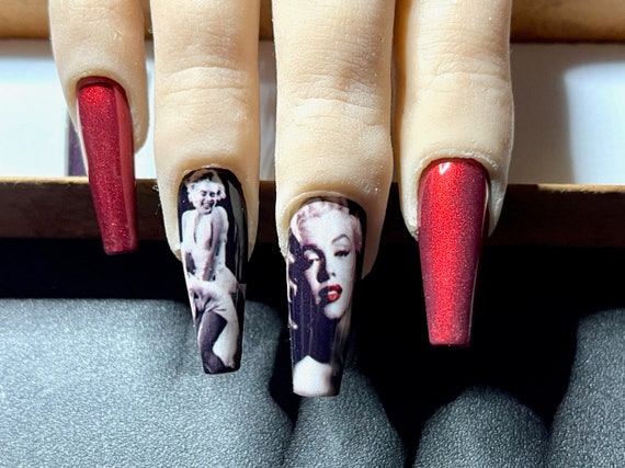 False Nails Ready to Ship Marilyn Monroe XL Nails Press On Nails Craft ...