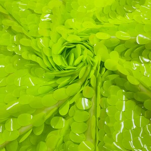 Neon Lime Green Jumbo Sequins Oval Sequin Paillette, by the Yard - Lime ...