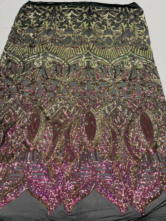 New Iridescent Purple on Black Mesh Royalty Design on Mesh | Etsy