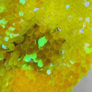 Yellow Iridescent Jumbo Sequins Oval Sequin Paillette by the Yard ...