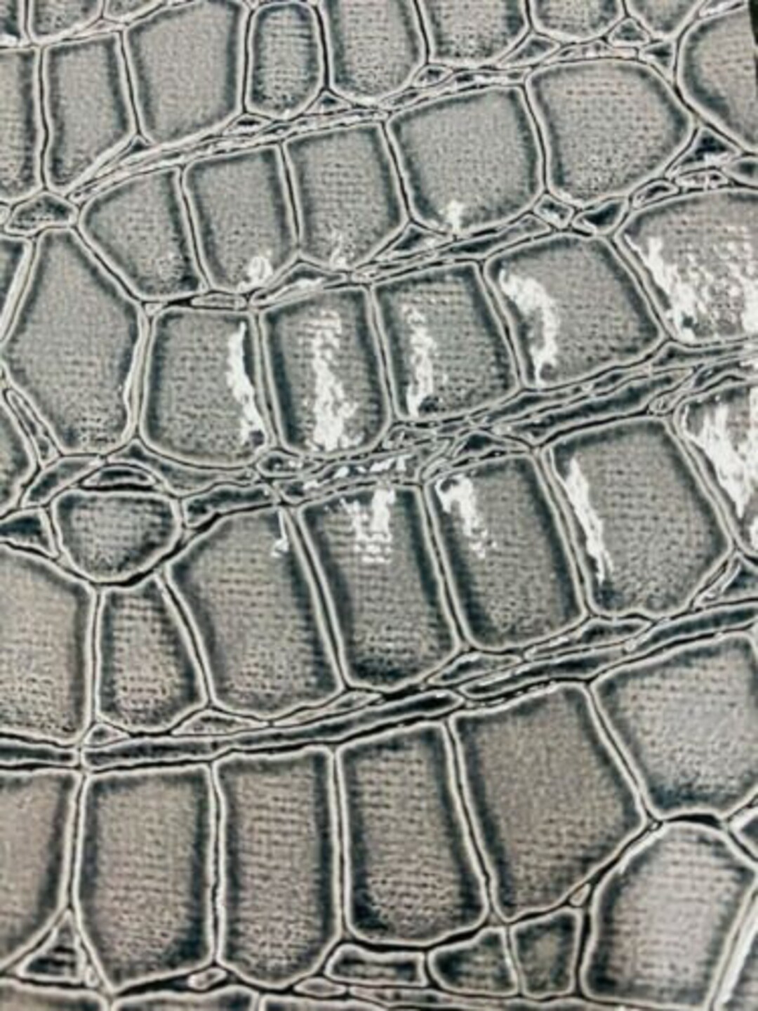 Gray Embossed Alligator Vinyl Fabric: Faux Leather Upholstery - by the ...