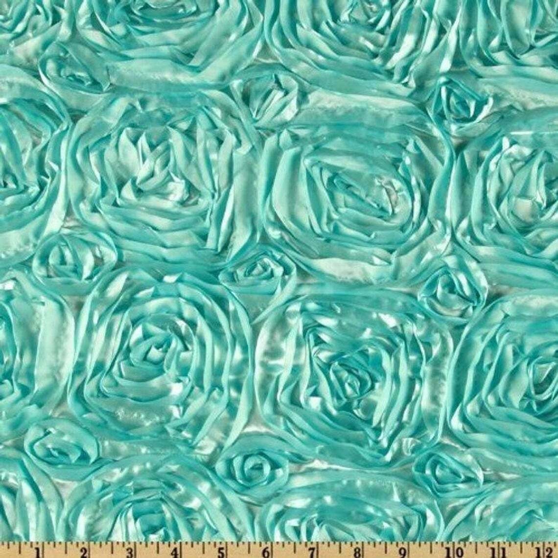 Mint Rosette Fabric 3D Rosette Satin Floral Satin Choose - Etsy