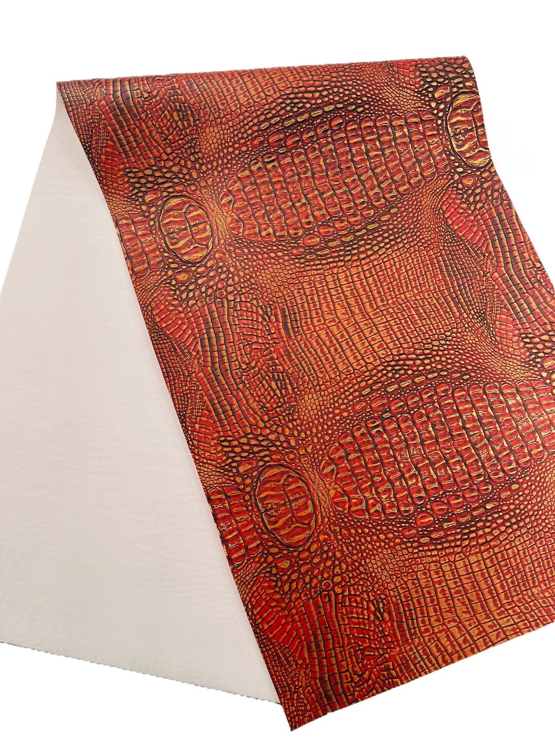 Orange Gold Gator Embossed Faux Leather Vinyl Fabric: Upholstery ...