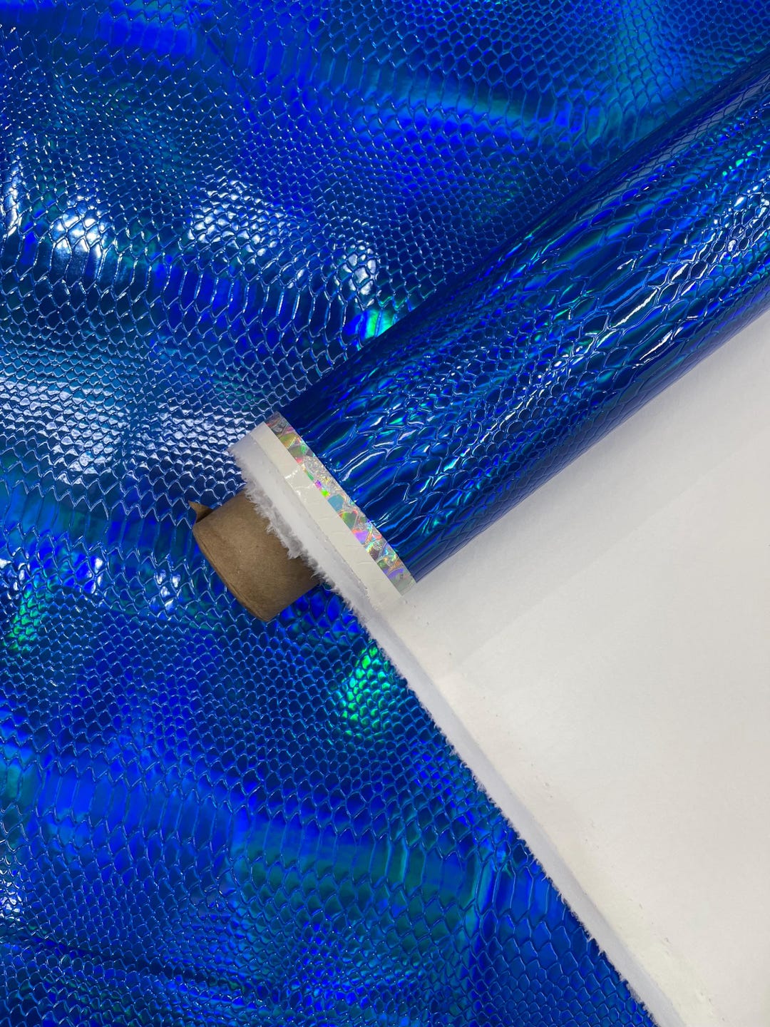 Royal Blue Holographic Snake Vinyl Fabric: Embossed PVC, DIY Upholstery ...