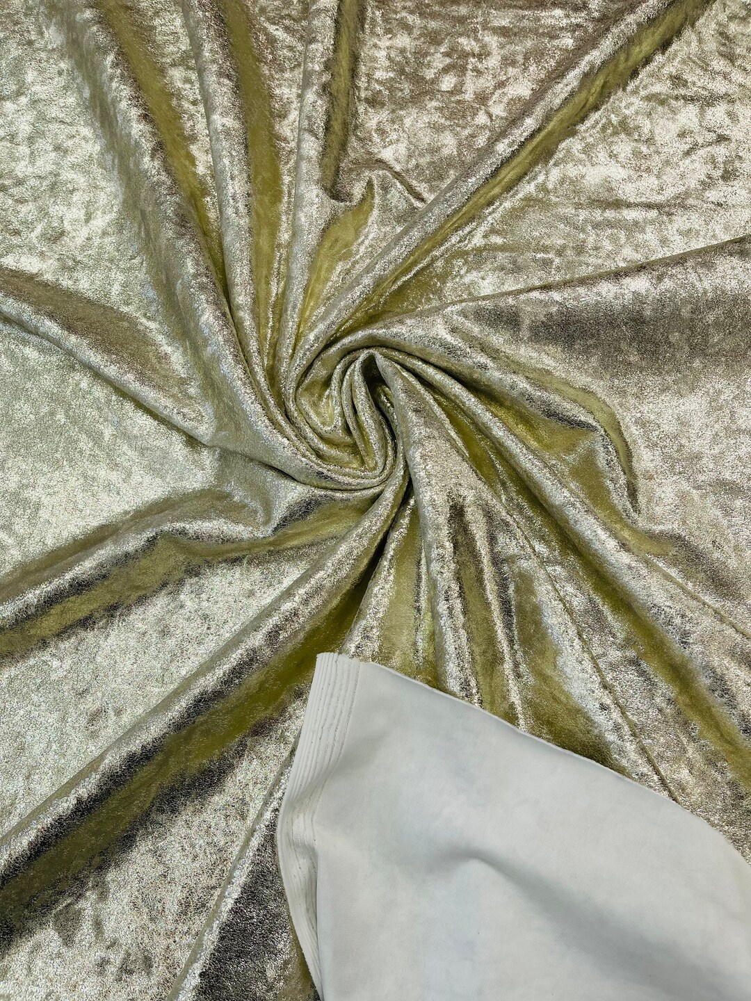 Ivory Foiled 4-way Stretch Velvet Fabric: 60" Wide, Cosplay Costume ...