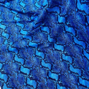 Royal Blue Snake Design Nylon Spandex by the Yard, Digital Print Snake ...